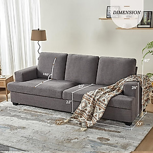 AMERLIFE 97 Inch Deep Seat Sofa-Contemporary Bouclé Sofa Couch, 3 Seater for Living Room-Oversized Comfy Sofa, Grey
