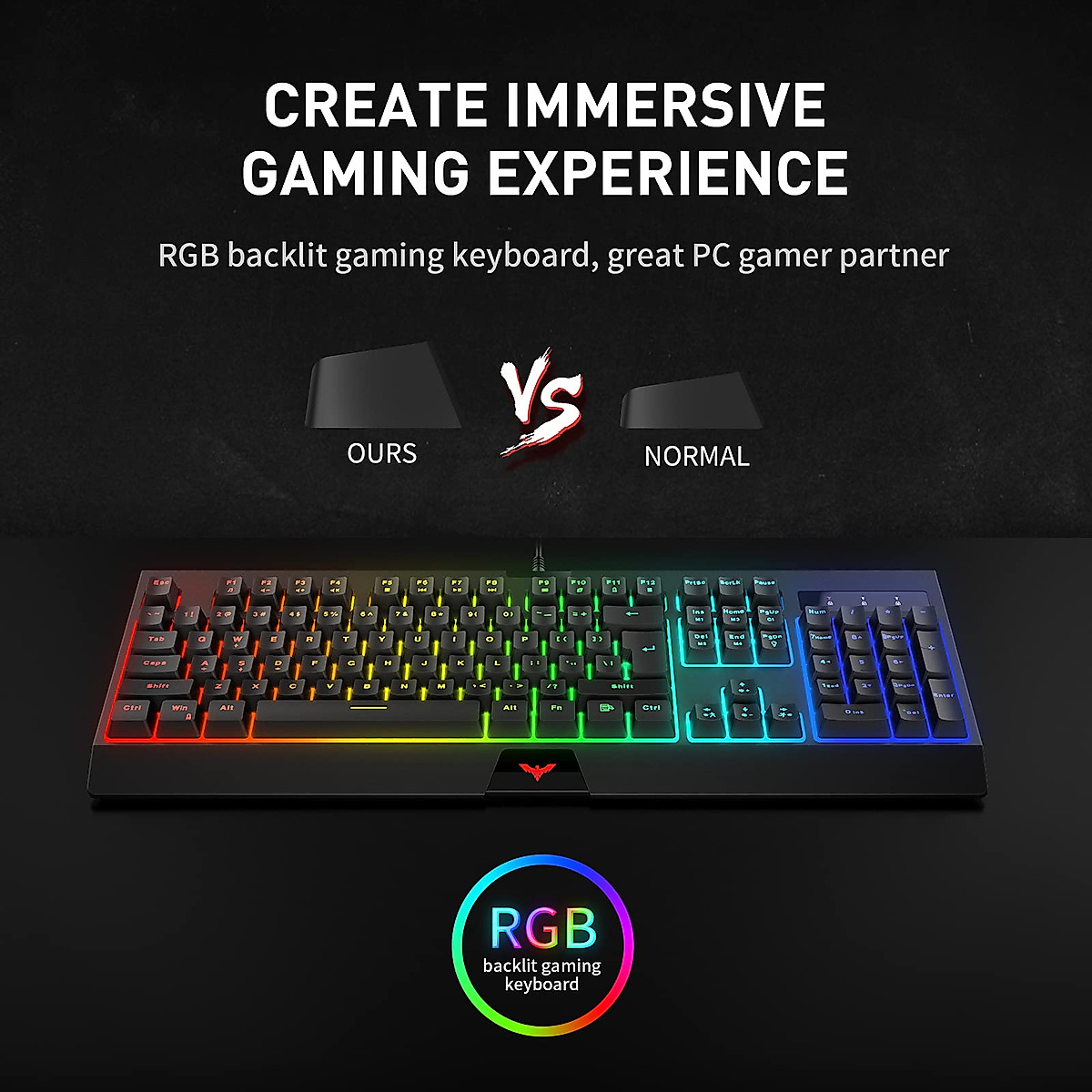 Havit RGB Wired Gaming Keyboard and Mouse Combo LED Backlit 104 Keys Ergonomic Gaming Keyboard with 4800 DPI & Programmable Gaming Mouse for Windows PC Computer Desktop Gamer