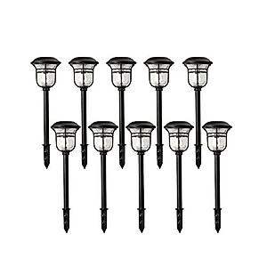 Hampton Bay Solar Powered Black LED Outdoor Integrated 3000K Warm White Landscape Path Light (10-Pac