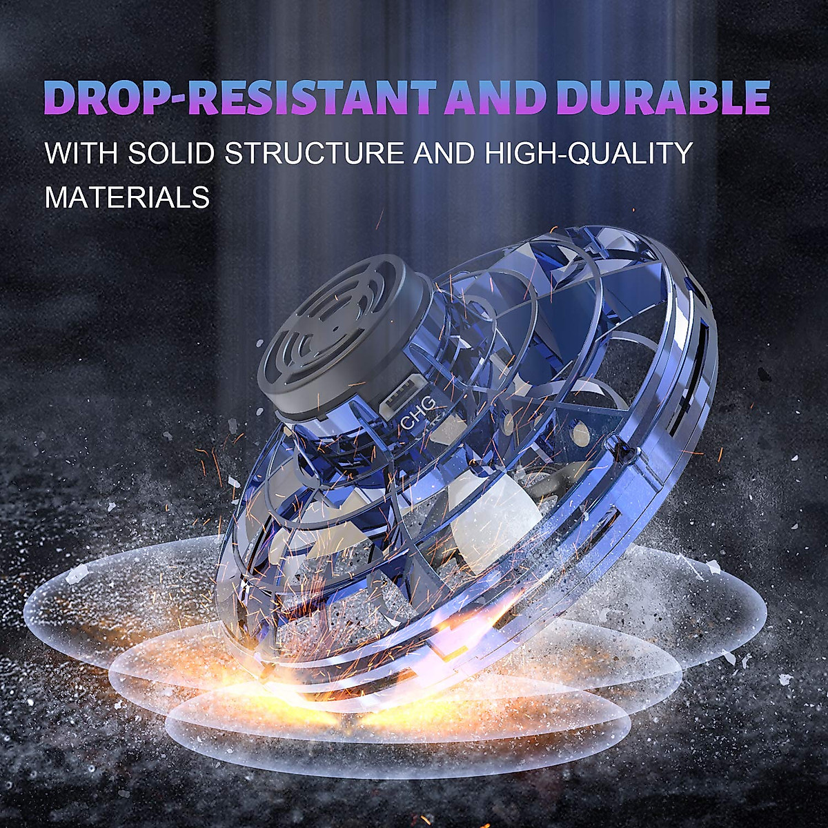 GESUNDHOME Hand Operated Mini Drones, Fidget Flying Spinner with Lights, UFO Drone Flying Toys, Cool Stuff Gadgets Christmas Birthday Gifts for Boys Girls Teens 8 9 10 11+