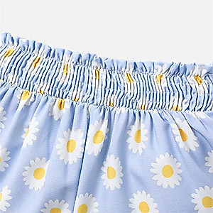 Disney Mickey and Friends Toddler Girl 2 Piece Outfits Set Sleeveless Tank Top and Shorts Set Light Blue 4-5 Years