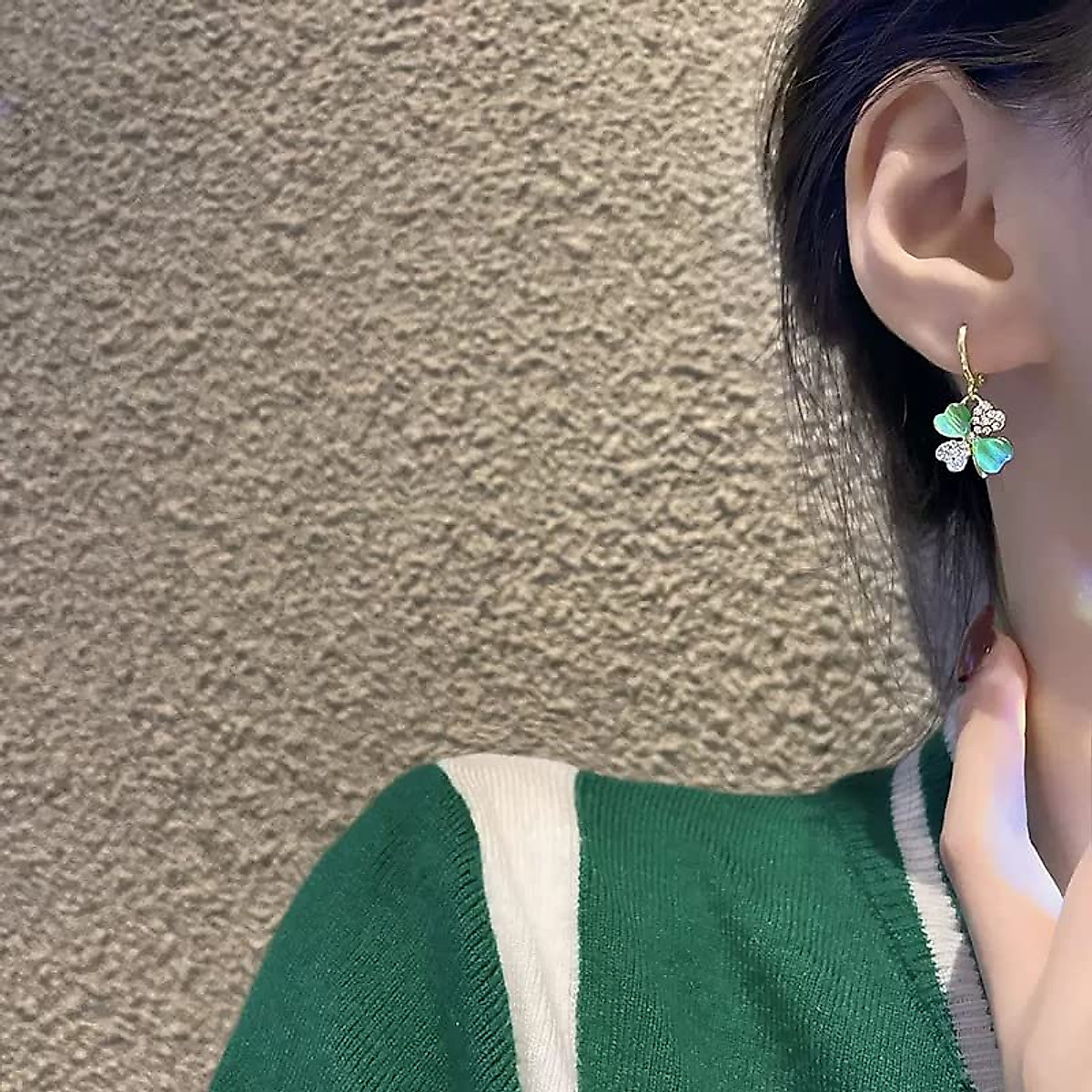 St. Patrick's Day Earrrings Green Clover Shamrock Earrring for Women Acrylic Dangle Stud Earrings Set 4Pairs