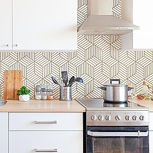 WENMER 17.71 Inchx118 Inch Geometric Hexagon Wallpaper Peel and Stick Wallpaper Removable Self Adhesive Wallpaper Vinyl Film Shelf Paper & Drawer Liner Roll for Home Use