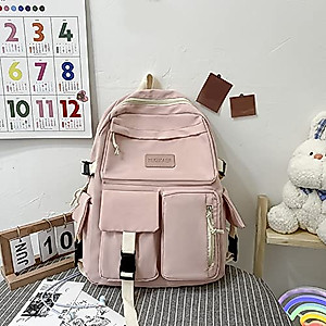 Simple Canvas Backpack Large Capacity College Student Hit Color Laptop Schoolbag