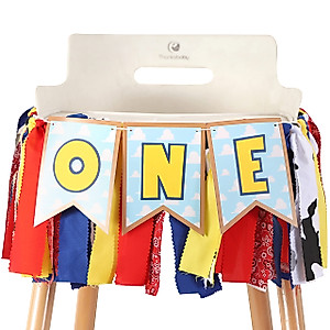 Toy Theme 1st Birthday Banner - Toy Inspiration Story's 1st Birthday High Chair Banner,Western Party Decorations, West Cowboy Banner,High Chair Banner,Baby Boy Photo Booth Props,Fabric Garland