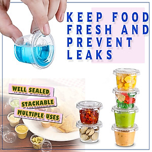 [260 Sets - 1 oz ] Jello Shot Cups, Small Plastic Containers with Lids, Airtight and Stackable Portion Cups, Salad Dressing Container, Dipping Sauce Cups, Condiment Cups for Lunch, Party, Trips