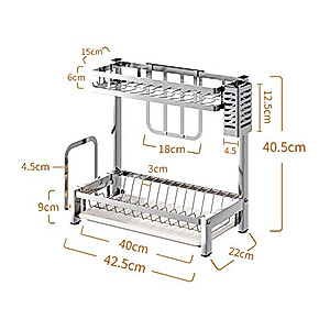 PDGJG 304 Stainless Steel Dish Rack Drain Rack Drying Filter Tableware Storage Box Dishes Dishes Supplies Kitchen Racks 2 Layers