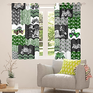 Erosebridal Green Tractor Window Curtains 76" Wx54 L Farm Vehicle Truck Window Drapes Cartoon Equipment Construction Harvester Grommet Curtains for Kids Boys Car Home Room Decor, Grey
