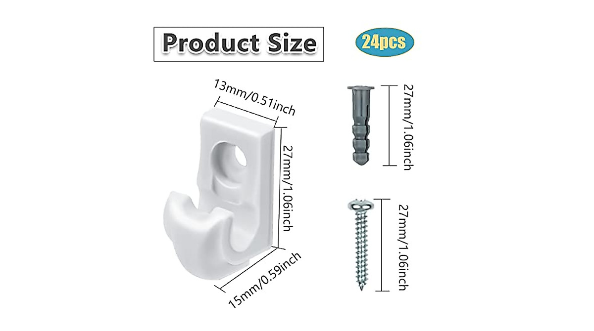 Buy 24 Pack White Down Wall Clips for Closet Shelves