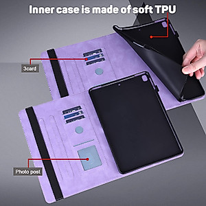 UUcovers for Kindle Fire HD 8 Case 8th/7th/6th Generation (2016/2017/2018) with Stand/Pencil Holder/Pockets [Embossed Pattern] PU Leather Folio Magnetic Wallet Shockproof Cover, Purple Peacock Flower