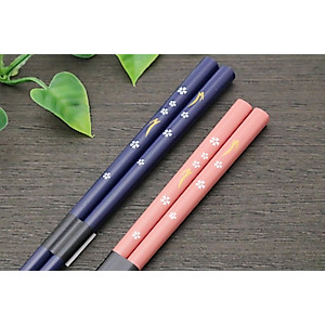 Ishida Chopsticks, Made in Japan, Black/Pink, Product Size: Chopsticks: 9.1 inches (23 cm), 8.3 inches (21 cm), Chopsticks Rest: 1.8 x 1.0 x 0.2 inches (4.5 x 2.5 x 0.7 cm)