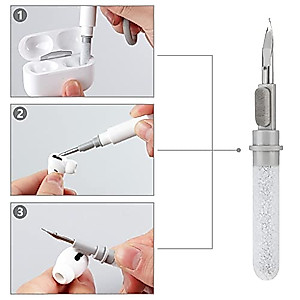 Soft Brush Keyboard Cleaner, Computer Cleaning Tool Kit, 7 in 1 Multipurpose Corner Slit Duster Keycap Puller and Soft Microfiber Brush for Bluetooth Headset Lego Airpods Laptop Camera Lens (Grey)