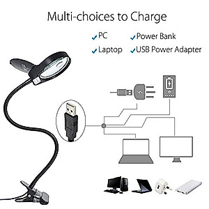 Magnifying Glass Lamp 3X 10X,Stepless Dimmable LED Magnifying Lamp with Dust Cover Metal Clamp,Adjustable LED Magnifier with Light and Stand for Crafts Reading Workbench Close Work