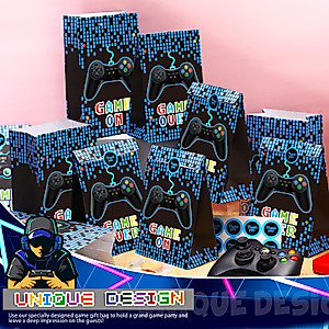24 Pack Gamer Party Favor Bags Video Game Party Supplies Theme Candy Goodie Bag Game on Party Bags with Stickers for Kids Birthday Party Decorations, 8.66 x 5.12 x 3.15 Inches