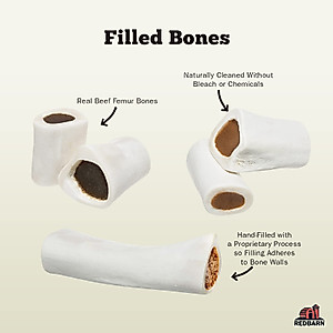 Redbarn Small Filled Dog Bones, Peanut Butter Flavor - Long Lasting Stuffed Femur Chew Treat Made in USA for Aggressive Chewers - Case of 20 Bones
