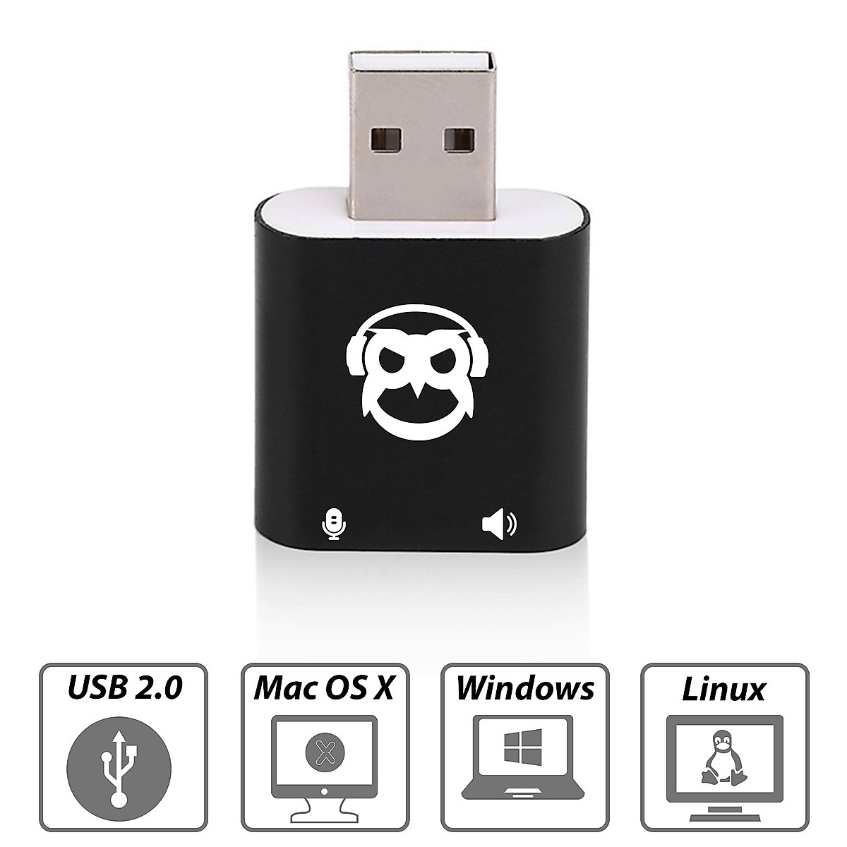 USB External Sound Card Adapter - USB A Audio Adapter External Sound Card, Plug&Play with 4-PIN Microphone Jack for MacBook, Windows, Linux, Laptop, PC, PS4