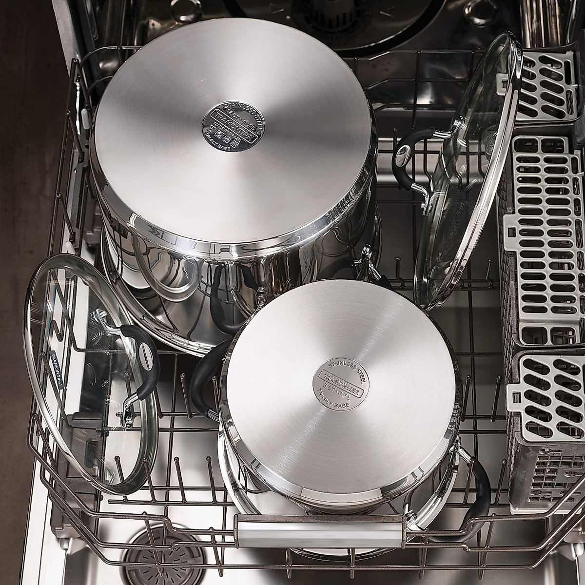 22 Qt Tramontina Stainless Steel Covered Stockpot, Induction Ready, 3ply Base, Clear Lid