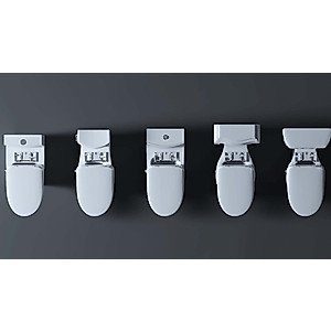 ALPHA BIDET UX Pearl Bidet Toilet Seat in Elongated White | Ultra Low Profile | Endless Warm Water | Arced Stainless Steel Nozzle | LED Nightlight | Dryer | Deodorizer | 3 Year Warranty