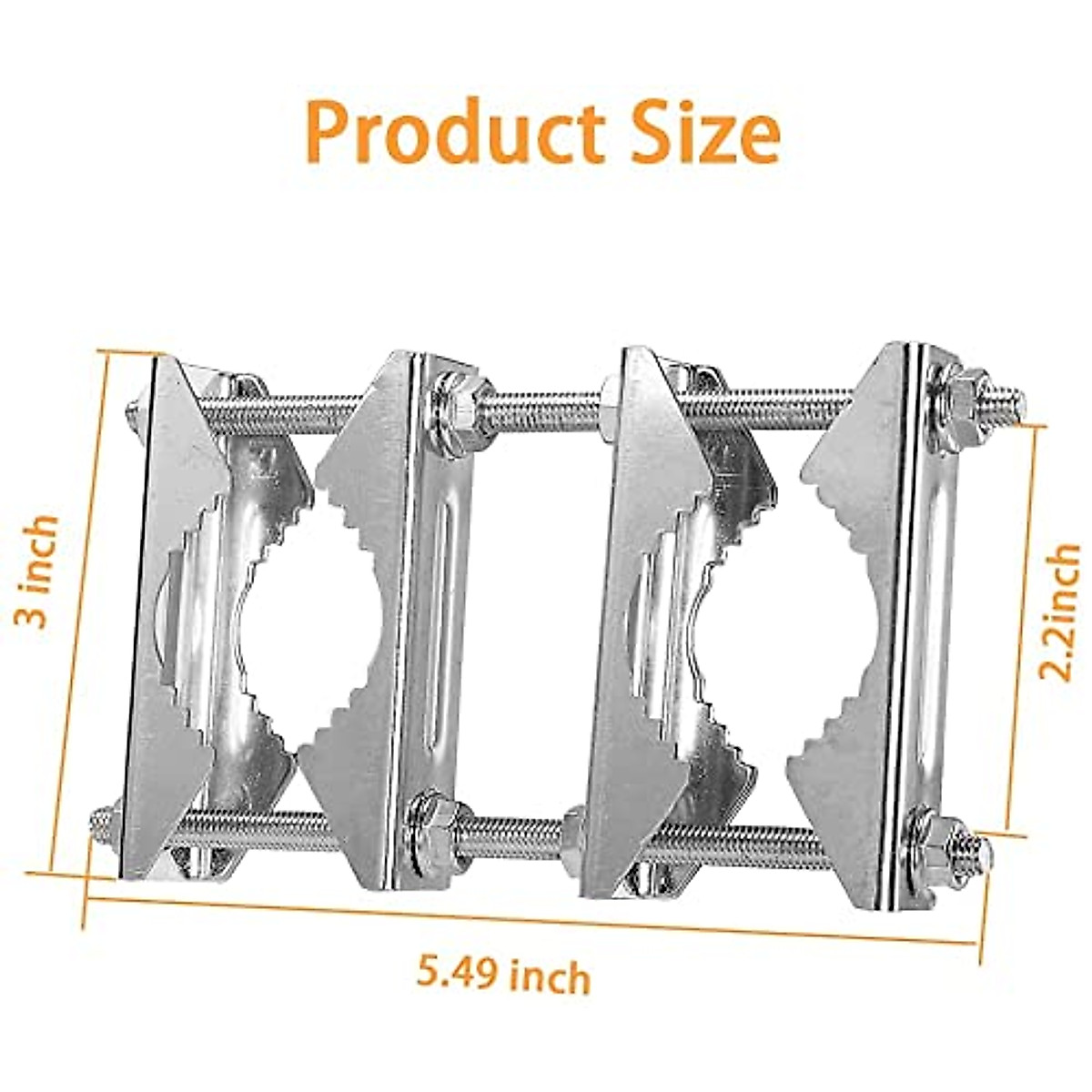 2 PCS Double Antenna Mast Clamp V Jaw Block with Bolts Mast to Mast Clamp,Patio Umbrella Holder Heavy Duty Pole to Pole Mounting Bracket for WiFi Cellular Ham TV Pipe Umbrella Fishing Pole Flagpole