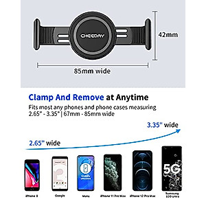 CHEEDAY Metal Phone Clamp for Magnetic Car Mount, [Clip & Remove at Anytime] Durable Metal Phone Clip for Most Magnet Phone Holder Compatible with iPhone 12 13 14 Pro Max, Samsung and More, Black