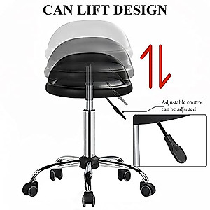 Yaheetech Height Adjustable Rolling Swivel Salon Stool Chair Hydraulic Ergonomic with Backrest Wheels for Tattoo Massage Facial Spa Manicure Dentist Clinic,Black