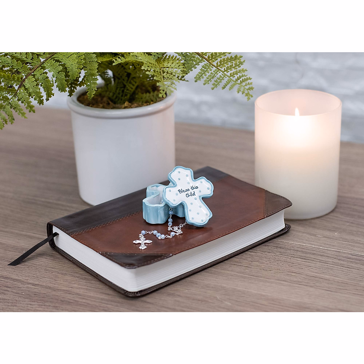 Roman Giftware Inc., Children's Gifts, New Baby, .75" H Bless BOY Box W/Rosary,Religious, Inspirational, Durable (2x2x1)