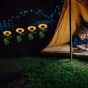 GRUTTI 2-Pack 20 LED Outdoor Solar Sunflower Lights, IP65 Waterproof Decorative Lights Solar Powered Garden Lights for Garden Patio Porc Backyard Pathway