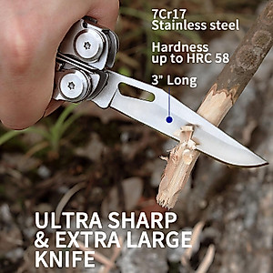 ROCKTOL Multitool, 29-in-1 Multitool Pliers with Replaceable Wire Cutters and Saw, Heavy-duty Stainless Steel Multi-tool Set and Nylon Sheath for Camping Survival multi tool for Man