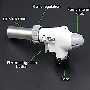 Electronic ignition Butane Torch - Culinary Torches Chef Cooking Professional Adjustable Flame for BBQ, Baking, Jewelry (gas Not Included)