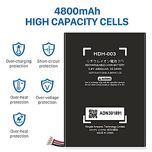 HDH-003 Battery Replacement [4800mAh], Compatible with Nintendo Switch Lite Console Handhold HDH-001 Upgrad Battery Nintendo Switch Battery Replacement DIY Repair Tool Kit