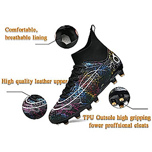 Dennger Men’s Soccer Cleats Football Boots Professional Training Turf Mens Womens Outdoor Indoor Sports Athletic Big Kids Sneaker Shoes
