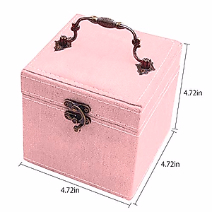 TINTON LIFE 2 Layers Sewing Kits with Vintage Box Sewing Accessories Supplies Kits for Adults Kids Beginner Travel Sewing Basket Metal Handle Pink