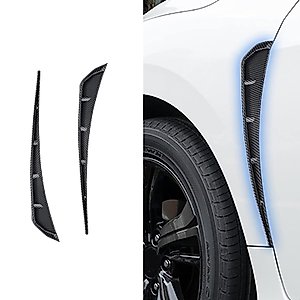 zvsay 2 PCS Car Fender Plate Vents Decoration Stickers, Intake Grille Spoiler External Accessories, Car Body Anti-Collision Stickers, Universal for Most Cars Protectors (Carbon Fiber Black)