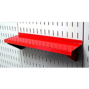 Wall Control Shelf 4in Deep Pegboard Shelf Assembly Pegboard and Slotted Tool Board – Red