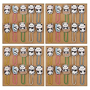 Micro Traders 40PCS Cute Panda Paperclips Bookmarks Metal Planner Clips Wooden Bookmarkers Office Supplies Gifts for Panda Lovers Readers Coworkers