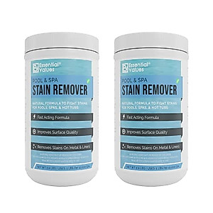Essential Values Swimming Pool & Spa Stain Remover (2 LBS) - Compatible with Vinyl Liners, Fiberglass & Metals - Effective Formula Removes Rust & Tough Stains