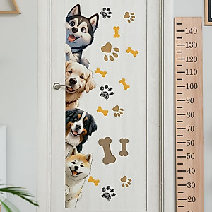 44.9 X 9.8 Inch Dog Door Decals Cartoon Animal Wall Sticker Dog Wall Decals for Kids Baby Nursery Playroom Bedroom Classroom Kindergarten Door Decor