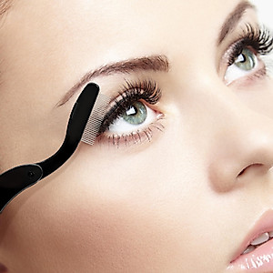 G2PLUS 4PCS Folding Eyelash Comb, Eyebrow Comb Metal Teeth, Eyelash Separator Comb, Eyelash Brush and Comb, Professional Tool for Define Lash & Brow (Pink+Black)