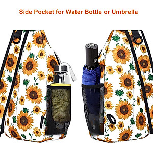 MOSISO Sling Backpack,Travel Hiking Daypack Sunflower Rope Crossbody Shoulder Bag, White