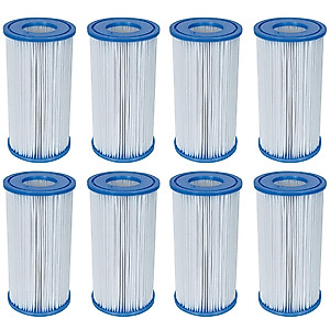 Bestway 58012E Type III/A Outdoor Swimming Pool Filter Pump Replacement 4.2"x8" Cartridge Accessory, Use in 500/800/1500 Gallon Filter Pumps, 8 Pack