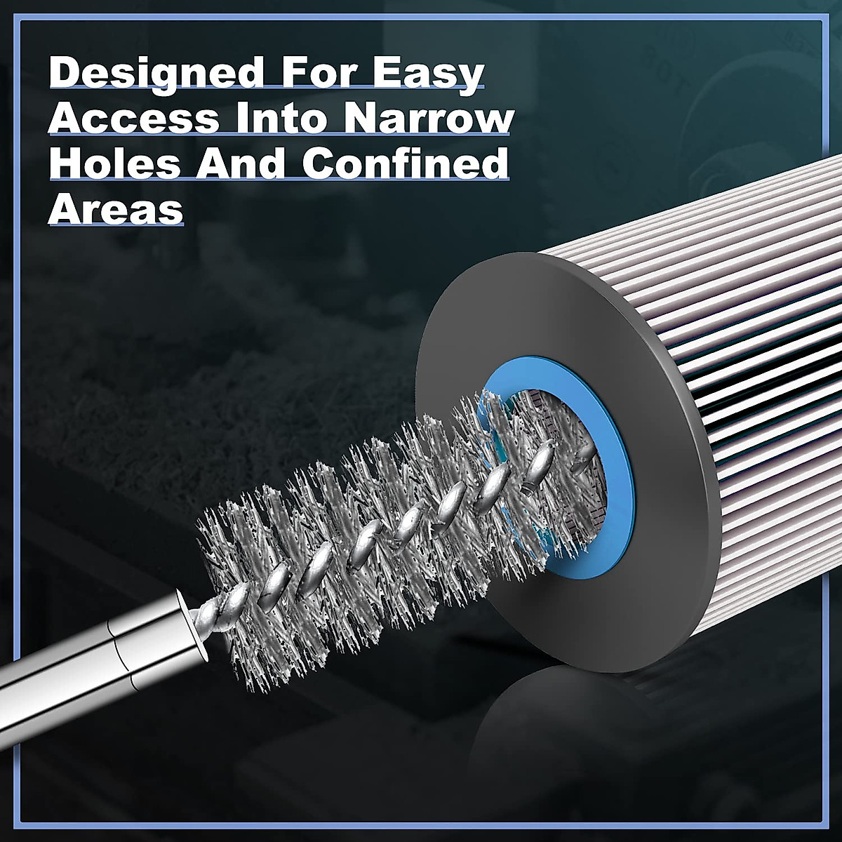 Auto Wire Brush 18-Pack Bore Brush Set Variety of Size Stainless Steel, Brass, Nylon Twisted for Cleaning Rust, 1/4in Hex Drill Shank for Power Drill Impact Driver with Handle, Extension Bar, Tool Bag