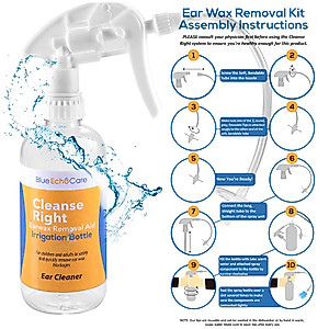 Cleanse Right - Ear Wax Removal Kit- USA MADE Ear Spiral, Cotton Swab Alternative, USA Made, Reusable, Dishwasher Friendly Tips! Wash Basin, Syringe. Cleaner Irrigation Tool to Remove Earwax Blockage