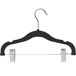 Home-it 12 PACK baby hangers with clips BLACK baby Clothes Hangers Velvet Hangers use for skirt hangers Clothes Hanger pants hangers Ultra Thin No Slip kids hangers