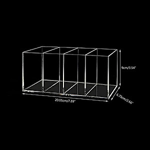 Acrylic Pen Holder 4 Compartments Clear Pencil Holder Organizer Makeup Brush Holder
