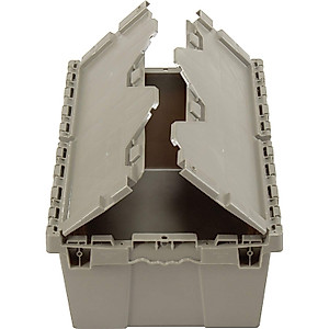 Global Industrial Distribution Container With Hinged Lid, 21.9x15.3x9.7, Gray