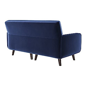 HONBAY Upholstered Loveseat Blue Velvet 2 Seater Sofa Loveseat with Tufted Back, Living Room, Apartment, Office, 62.2''