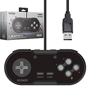 Retro-Bit Legacy 16 Wired USB Controller - Features Home, SS & ZL/ZR Buttons - for Switch, PC, MacOS, RetroPie, Raspberry Pi - Onyx