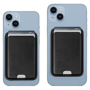 EDC Leather Wallet for Apple MagSafe, MagSafe Wallet Compatible with iPhone 14/13/12 Series and MagSafe Case, Detachable RFID Card Holder for 3 Credit Cards, Blue