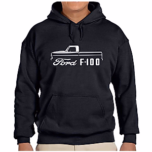 1967-72 Ford F100 Pickup Truck Classic Outline Design Hoodie Sweatshirt large black