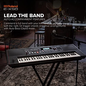 Roland E-X50 Electronic Arranger Keyboard – Easy-to-use | Stereo Speakers | Bluetooth | Professional Sounds | Mic Input | Auto-Accompaniment Function, Black
